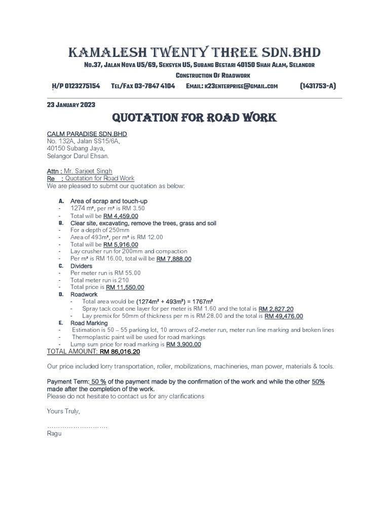 Ragu Quotation (Calm Paradise) | PDF