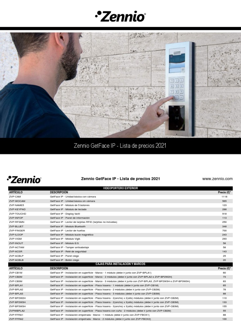 ZENNIO SPAIN - Videporteros GetFace IP - Lista de Precios & Imagenes ... ZENNIO SPAIN - Videporteros GetFace IP - Lista de Precios & Imagenes ...