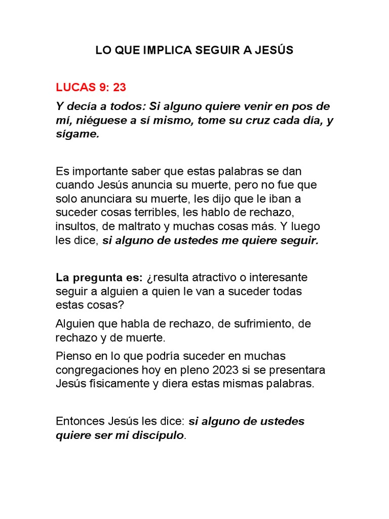 Lo Que Implica Seguir A Jesús | PDF | Jesús | Muerte