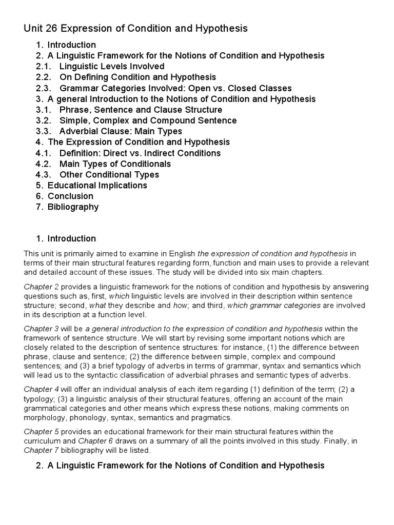 Unit 26 Expression of Condition and Hypothesis | PDF | Adverb | Part Of ...