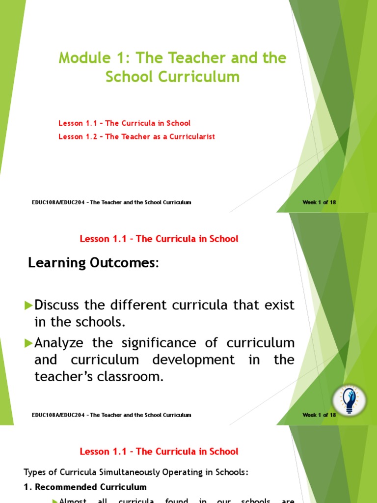 The Role of the Teacher as Curricularist: Understanding the Various ...