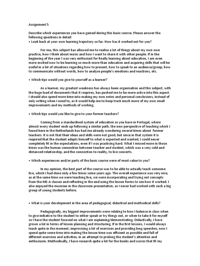 Assignment 5 | PDF | Teaching Method | Teachers