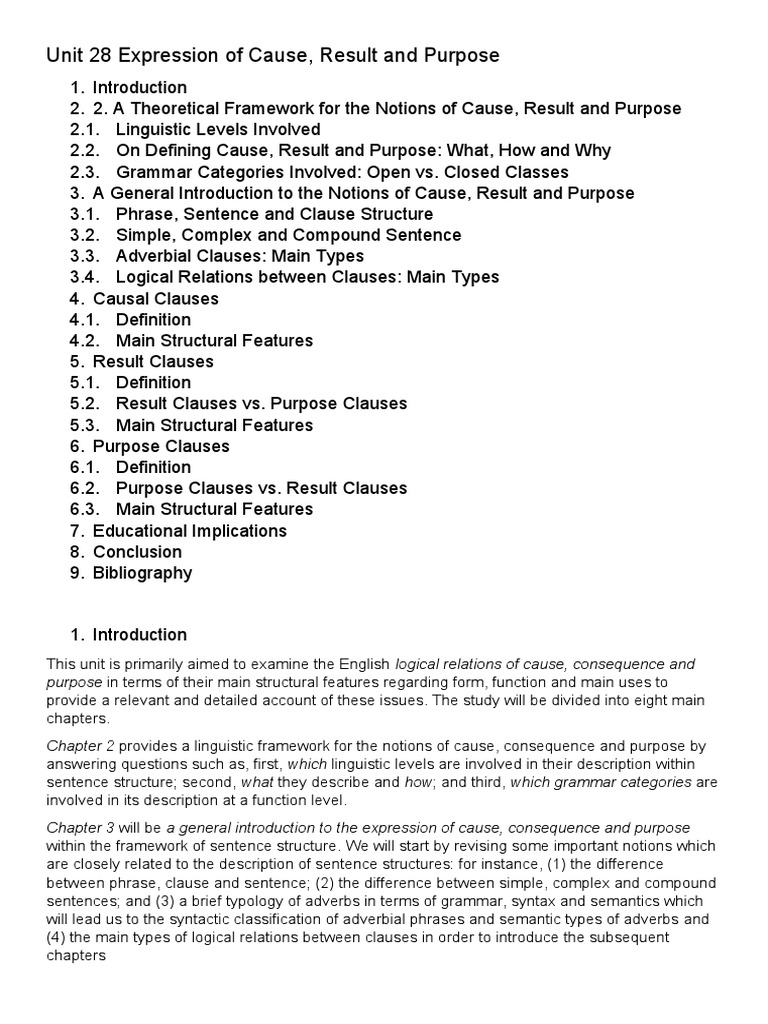 Unit 28 Expression of Cause | PDF | Part Of Speech | Clause