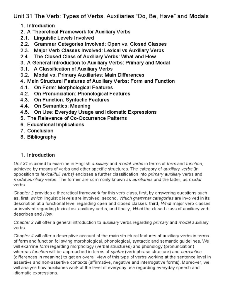 Unit 31 The Verb | PDF | Part Of Speech | Verb