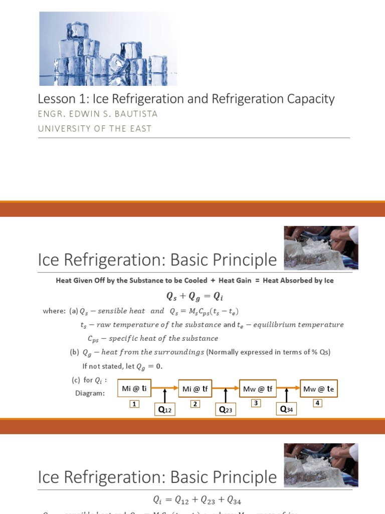 Lesson 1b Ice Refrigeration and Refrigerating Capacity | PDF | Refrigeration | Ton