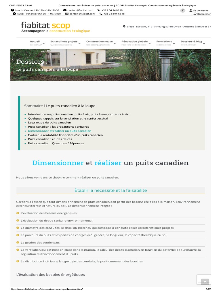 Dimensionnement d'un puits canadien | PDF | Tuyau | Génie du bâtiment