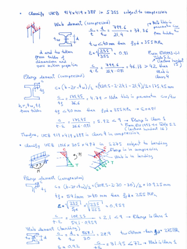 4CV013 - Unit 3 - Cross-Section Classification Worked Example | PDF