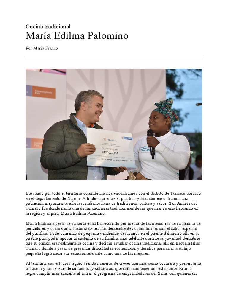 Cocina Tradicional María Edilma Palomino | PDF