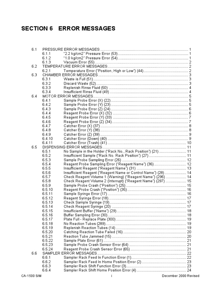 CA-1500 SM #6 Error Messages | PDF | Computers | History