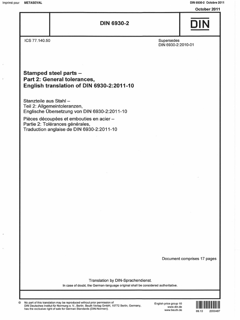 Din 6930 Octobre 2011 | Download Free PDF | Engineering Tolerance | Angle