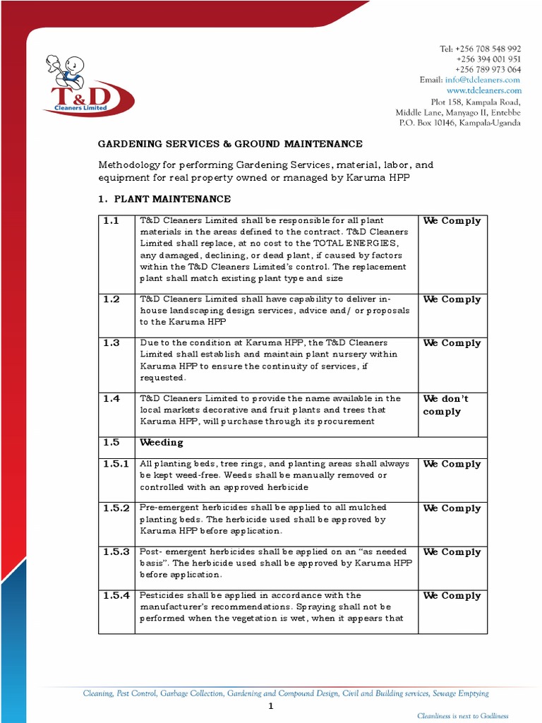 Methodology For Landscaping and Compound Maintenance | Download Free ...
