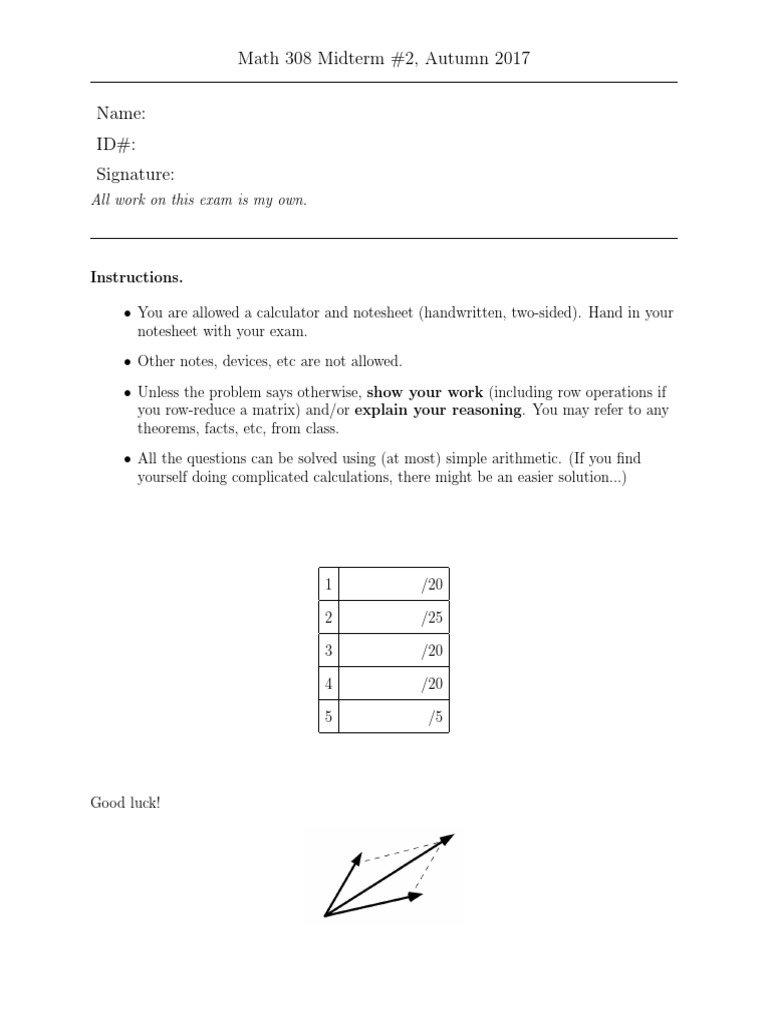 Jake Levinson Midterm2 Au17 | PDF | Matrix (Mathematics) | Polynomial