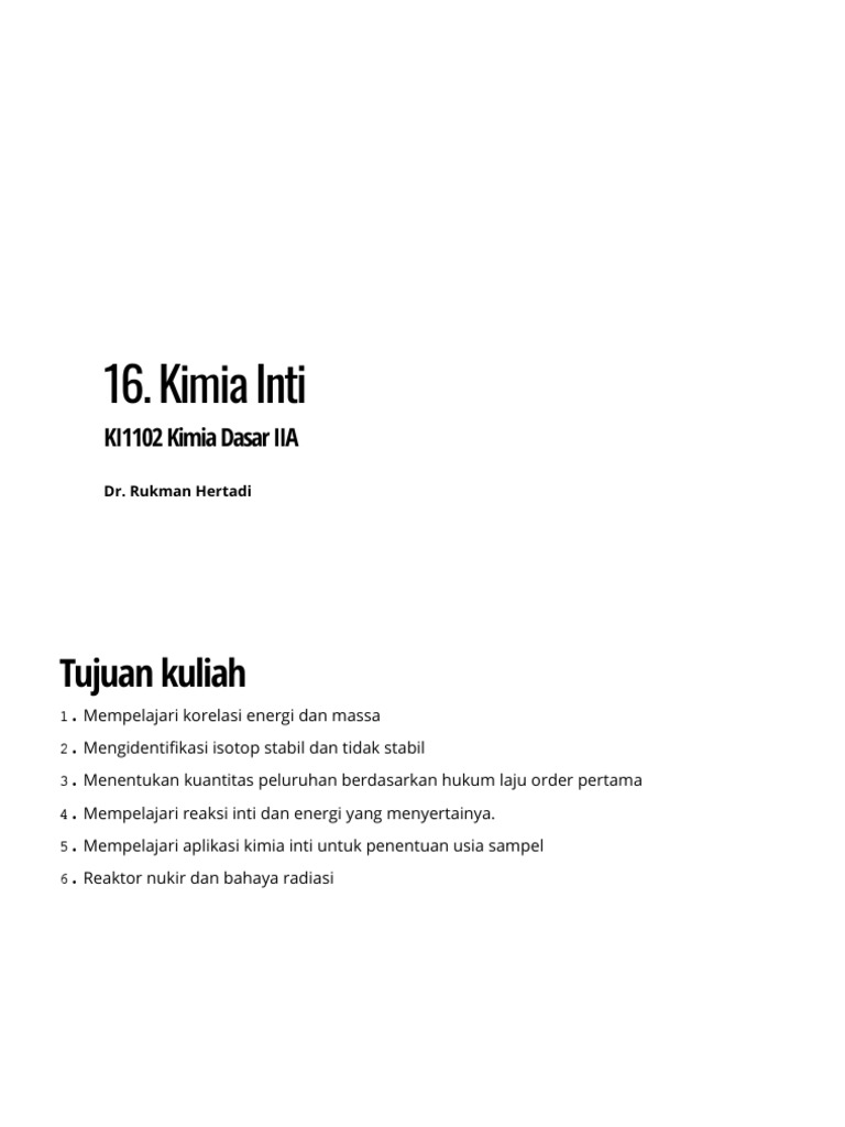 Bab 16 - Kimia Inti | PDF