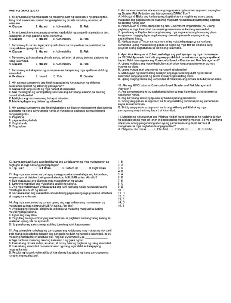CBDRRM QUIZ#3 AP10docx | PDF