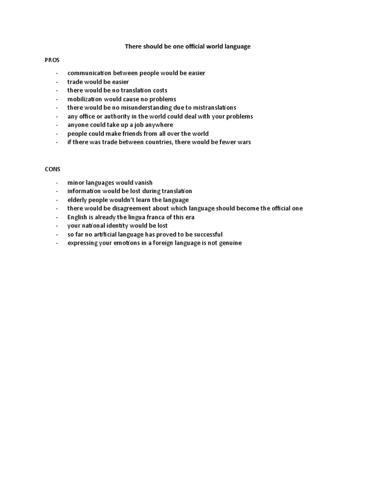 Debate There Should Be One World Language | PDF