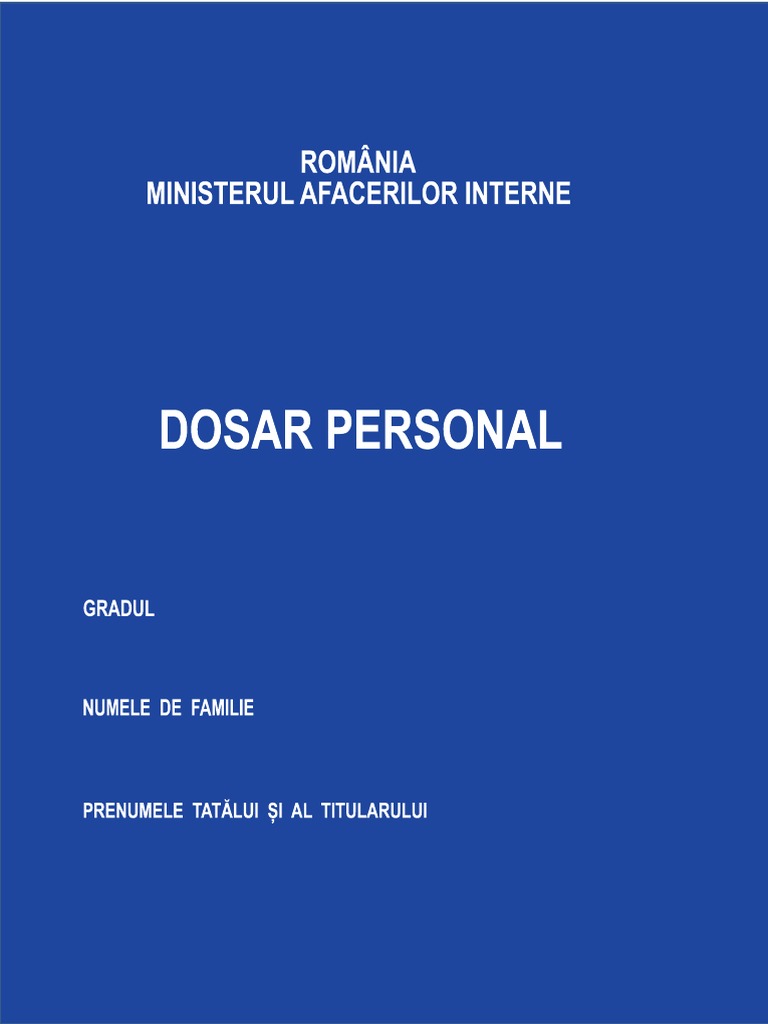 Coperta Dosar Personal - Ministerul Administratiei Si Internelor | PDF