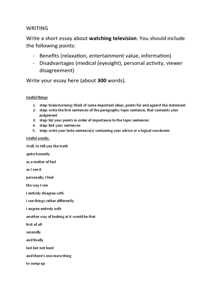 Essay Topic Watching TV With Words and Tips | PDF | Self-Improvement