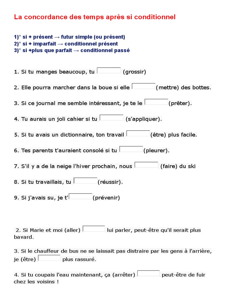 La Concordance Des Temps Apres Si Conditionnel | PDF