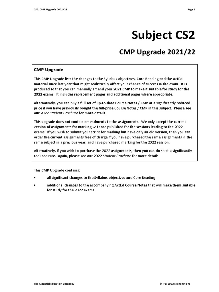 CS2 CMP Upgrade 2022 | PDF | Probability Distribution | Probability ...