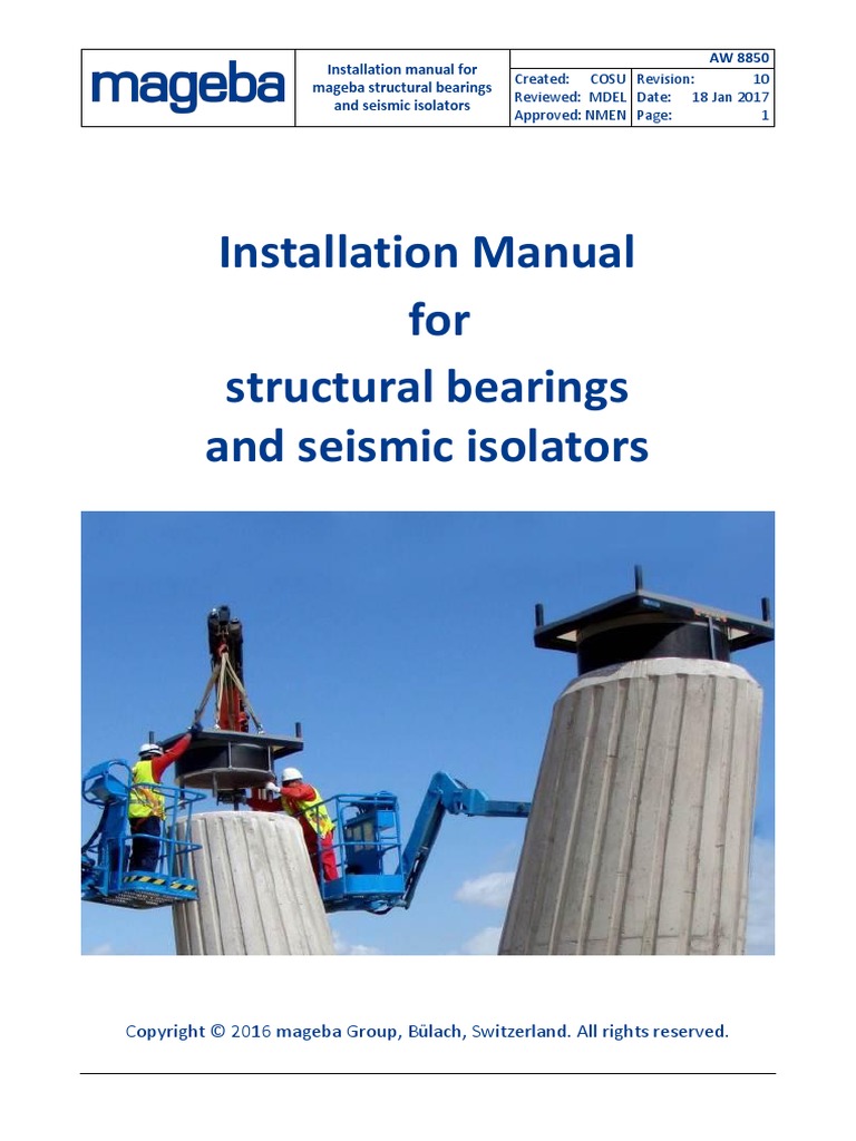 Bearings and Seismic Isolators - Installation Manual | PDF | Personal Protective Equipment ...