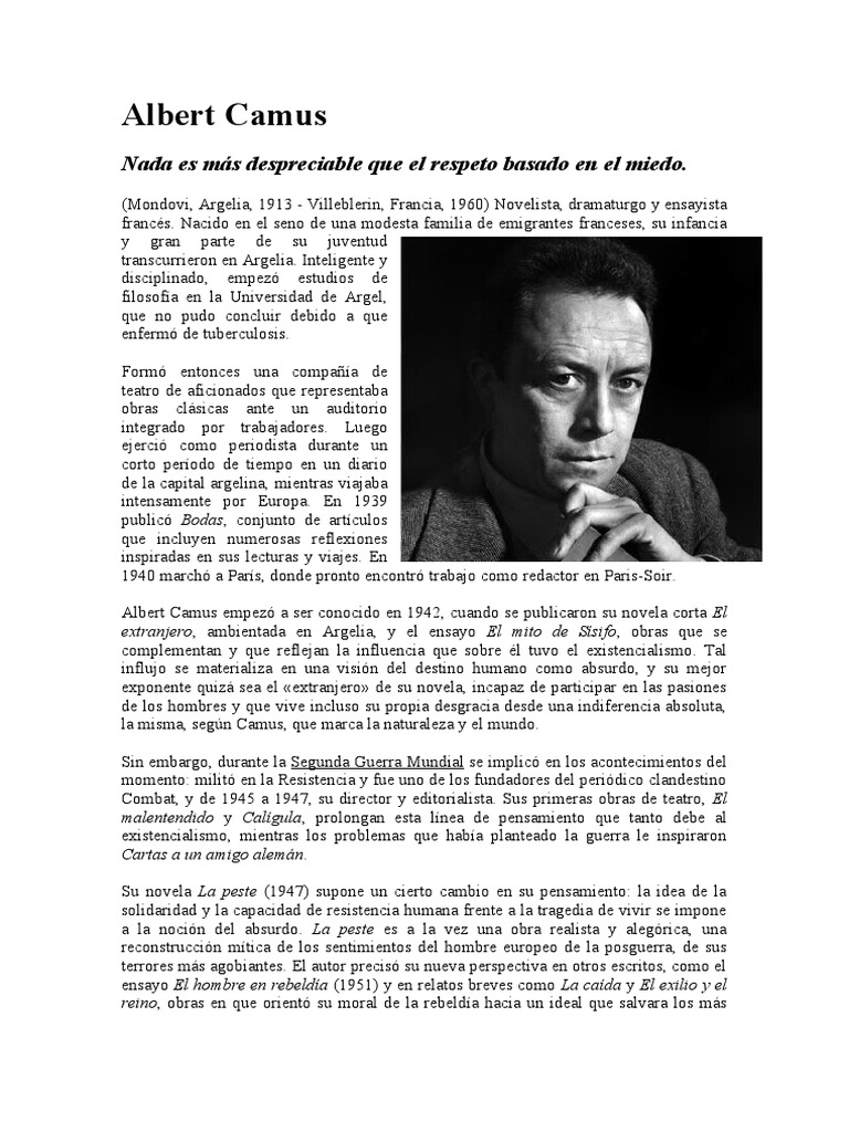 Albert Camus | PDF | Albert Camus | Existencialismo