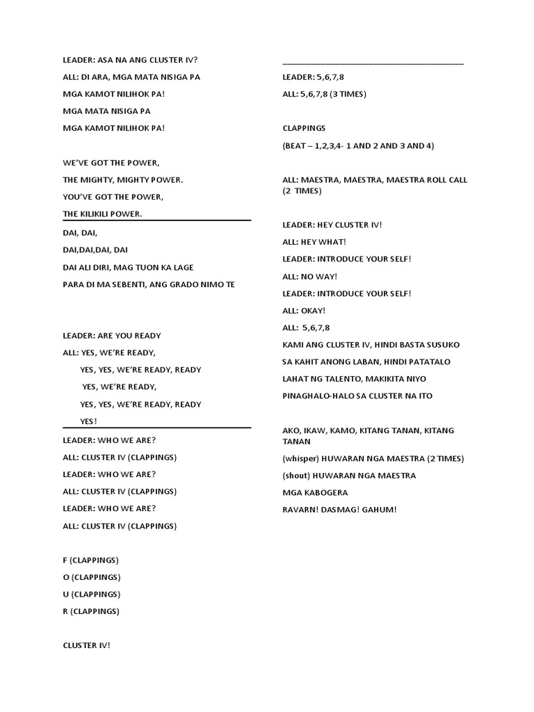 WTD - Cheers and Yells | PDF