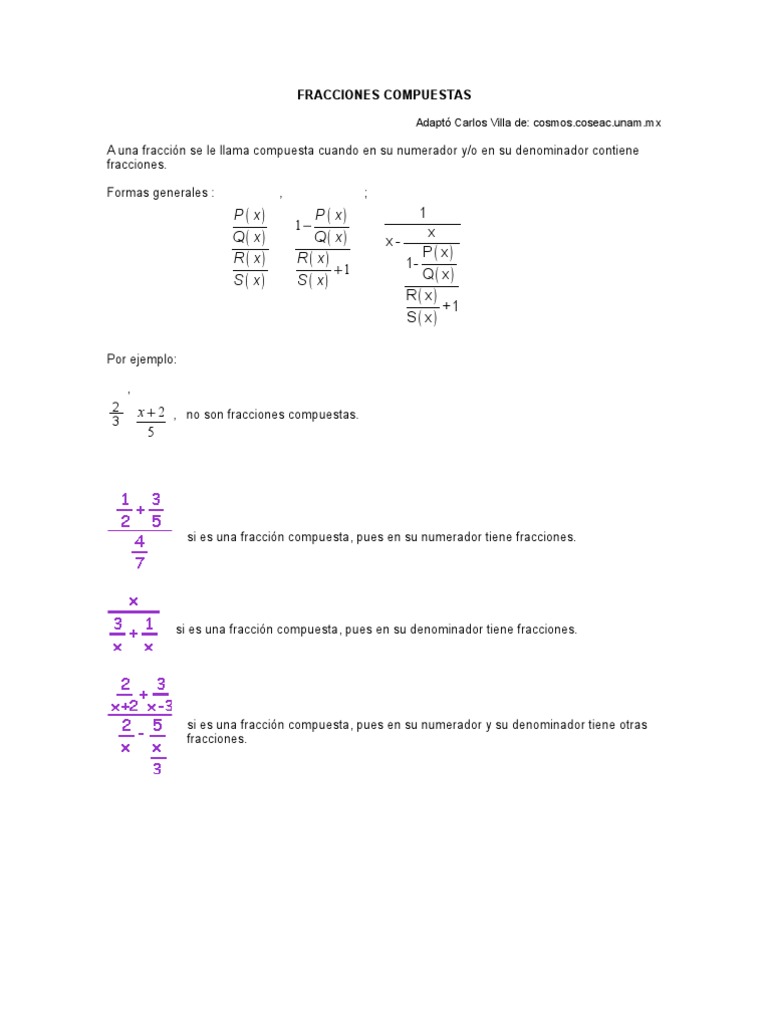 Progr Mejoram Fracciones Compuestas | PDF | Fracción (Matemáticas ...