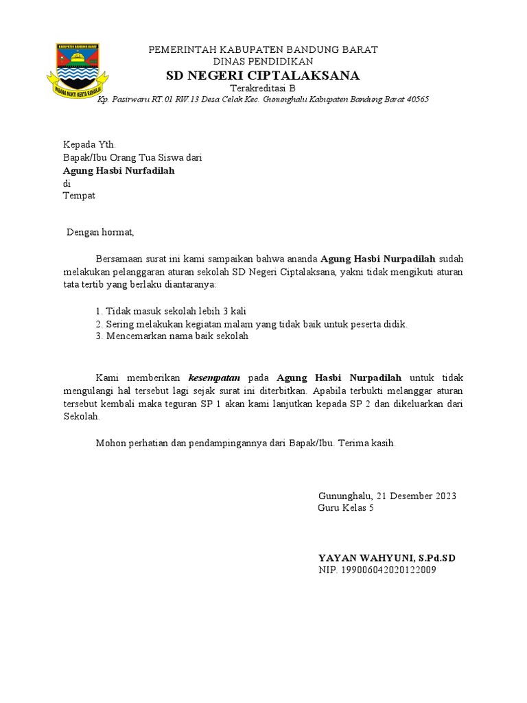 Surat Peringatan | PDF