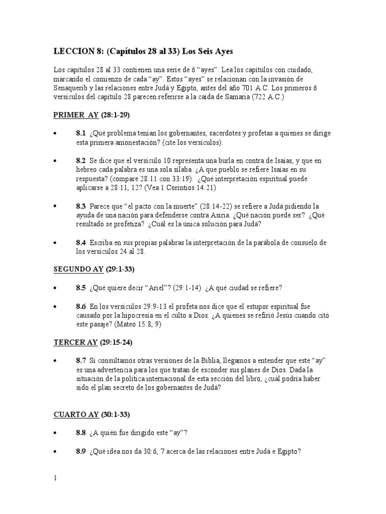Leccion 8 | PDF | Isaias | Jesús