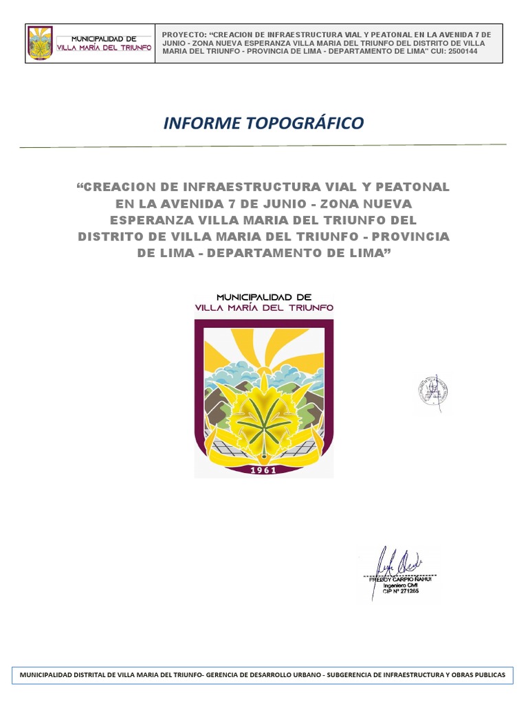 Informe Topografico - Final | PDF | Topografía | Lima
