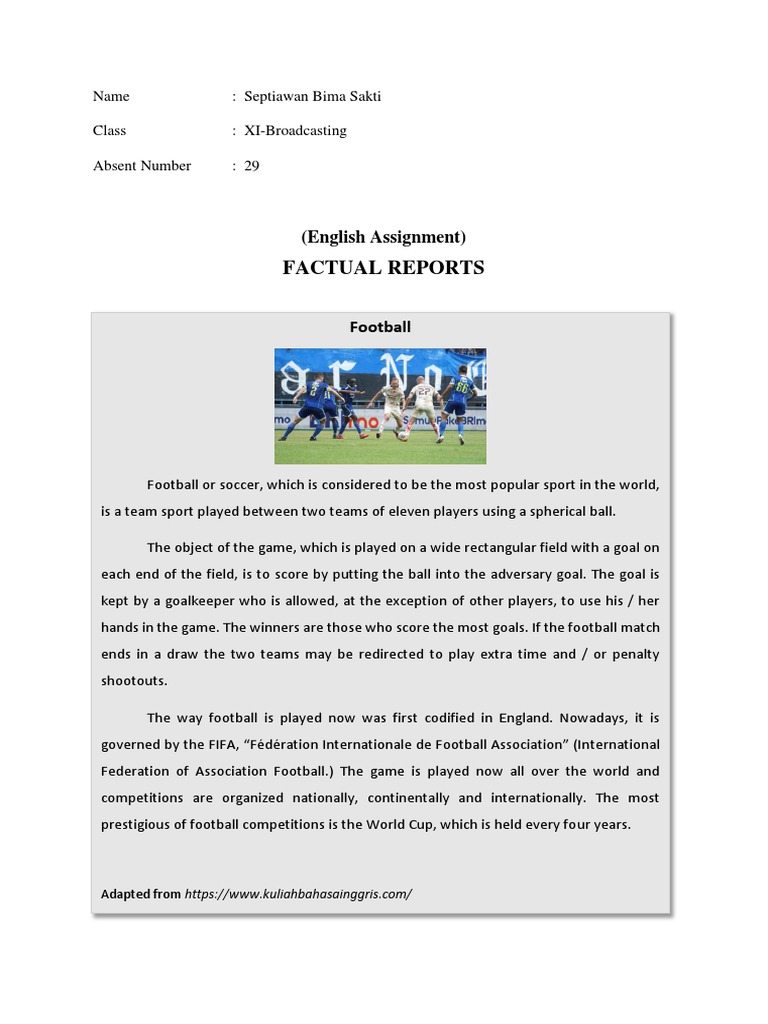 Factual Reports Text | PDF | Association Football | Athletic Sports