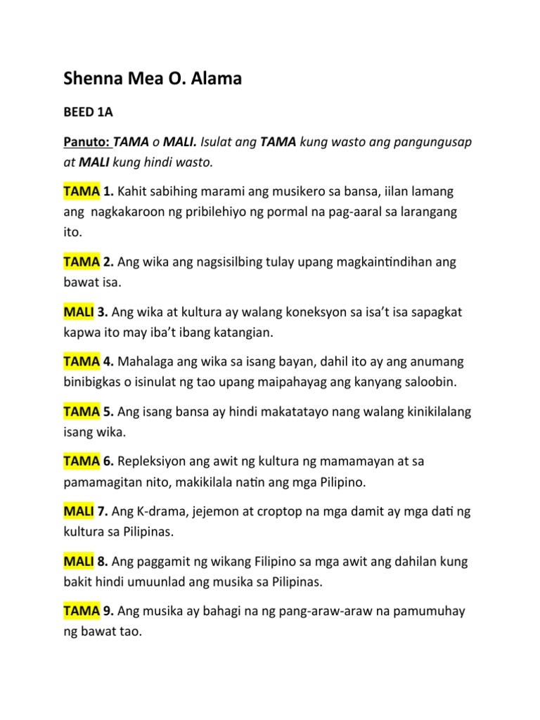 Module 2-Tama o Mali (Fil2) | PDF