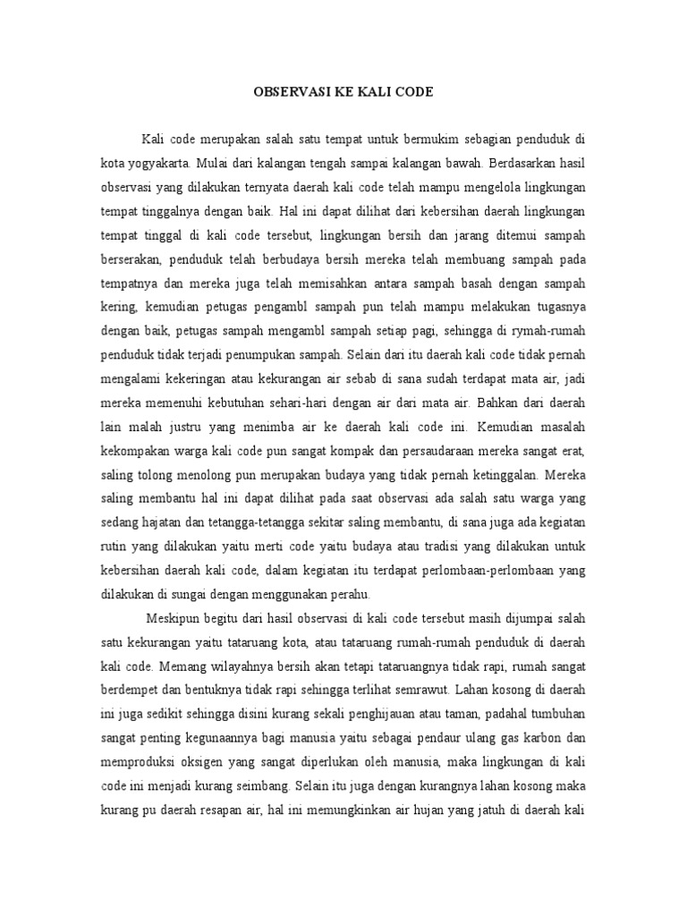 Observasi Lingkungan Kali Code Yogyakarta | PDF | Sains & Matematika