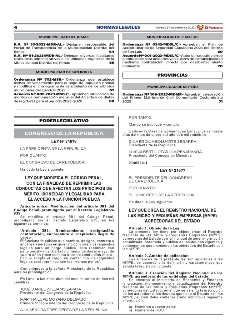 (Modifican El Código Penal) Publican Ley Que Penaliza Hasta Con 4 Años ...