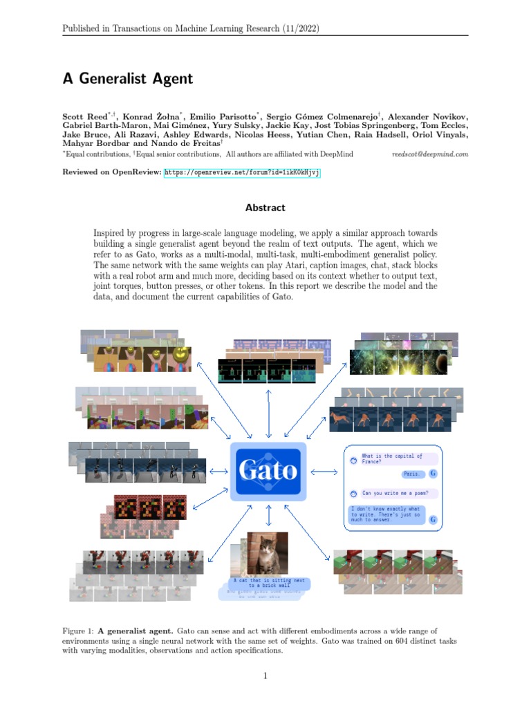GATO A Generalist Agent | PDF | Simulation | Machine Learning