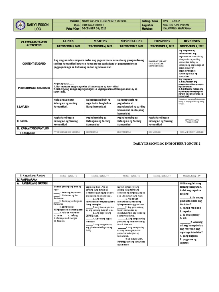 Araling Panlipunan Grade 2 Week 6 | PDF