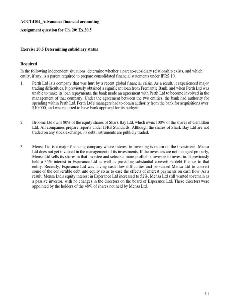 Assignment Questions Ch20 Ex20.5 | PDF