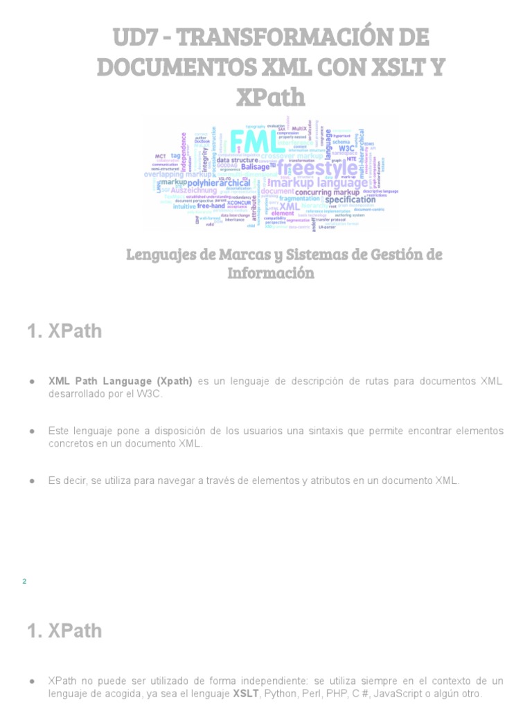 UD7 - TRANSFORMACIÓN DE DOCUMENTOS XML CON XSLT Y XPath | PDF | X camino | Xml