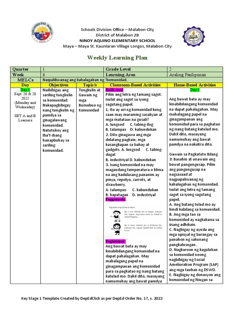 Araling Panlipunan Grade 2 Week 5 | PDF