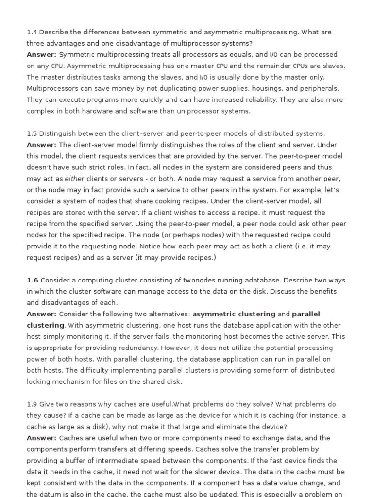 Answer:: I/O CPU CPU CPU I/O | PDF | Cache (Computing) | Thread (Computing)
