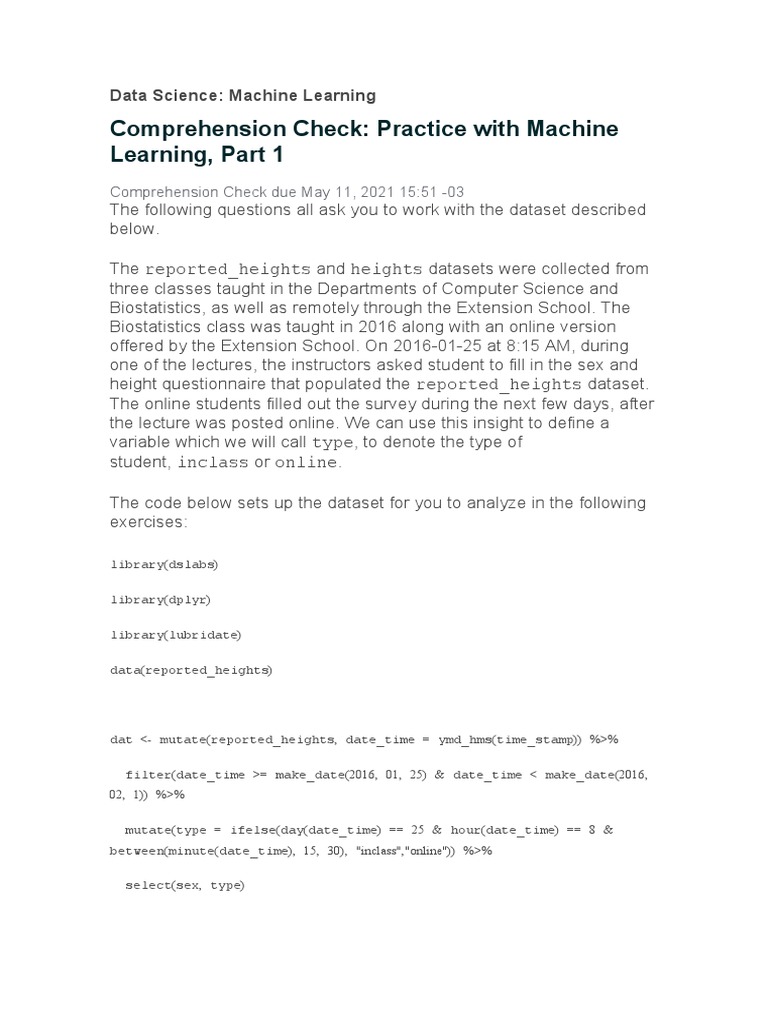 Data Science Gabarito 3 Da Univerdidade de Harvard | PDF | Sensitivity And Specificity | Applied ...