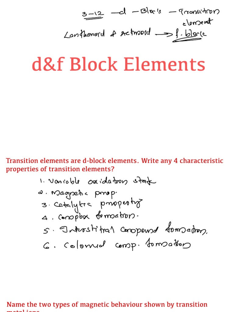 D-F Block | PDF | Chemical Compounds | Chemistry