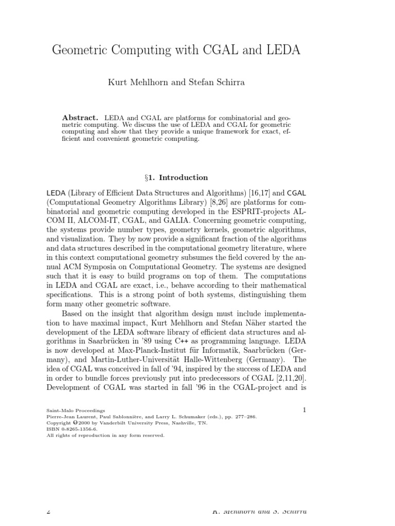 Geometric Computing With CGAL and LEDA: Kurt Mehlhorn and Stefan Schirra | PDF | Data Type ...