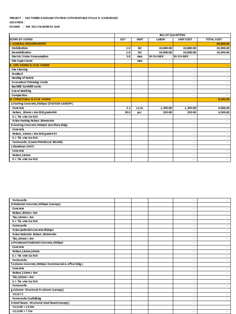 Boq Sample | Download Free PDF | Plumbing | Truss