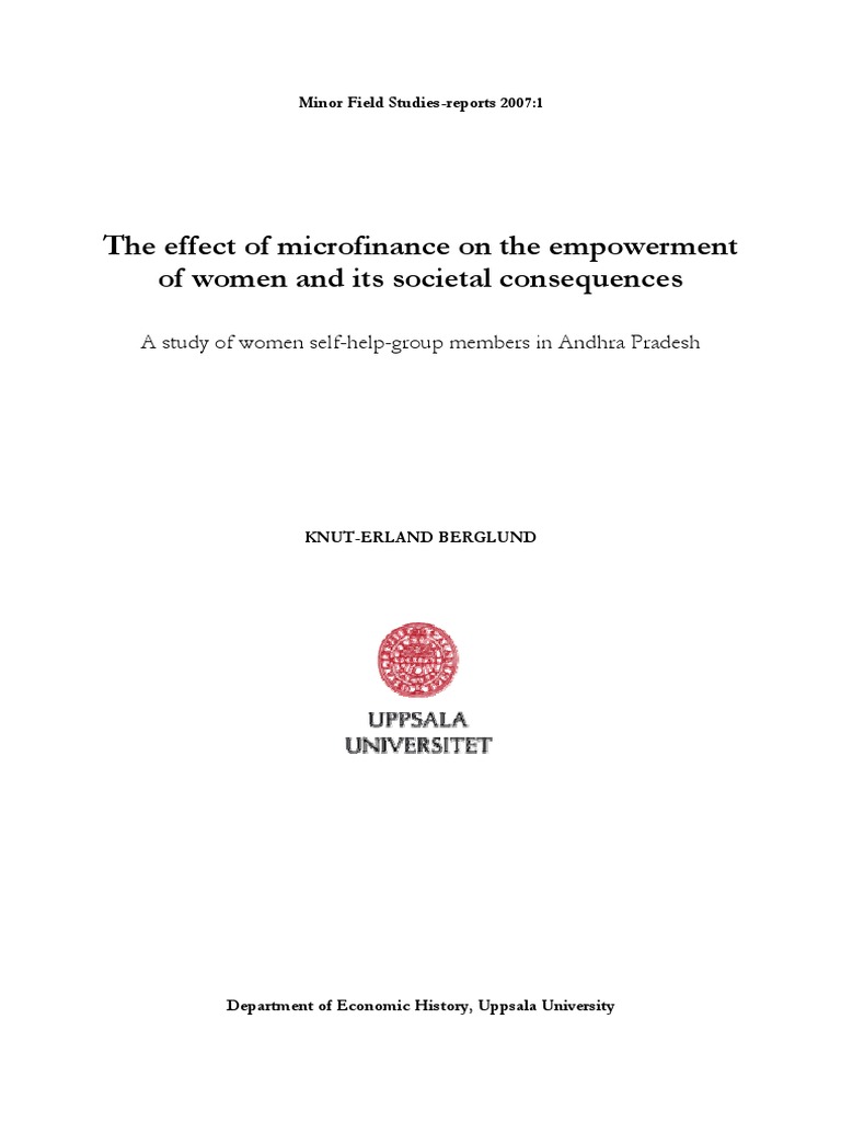 The Effect of Microfinance On The Empowerment of Women and Its Societal Consequences | PDF ...