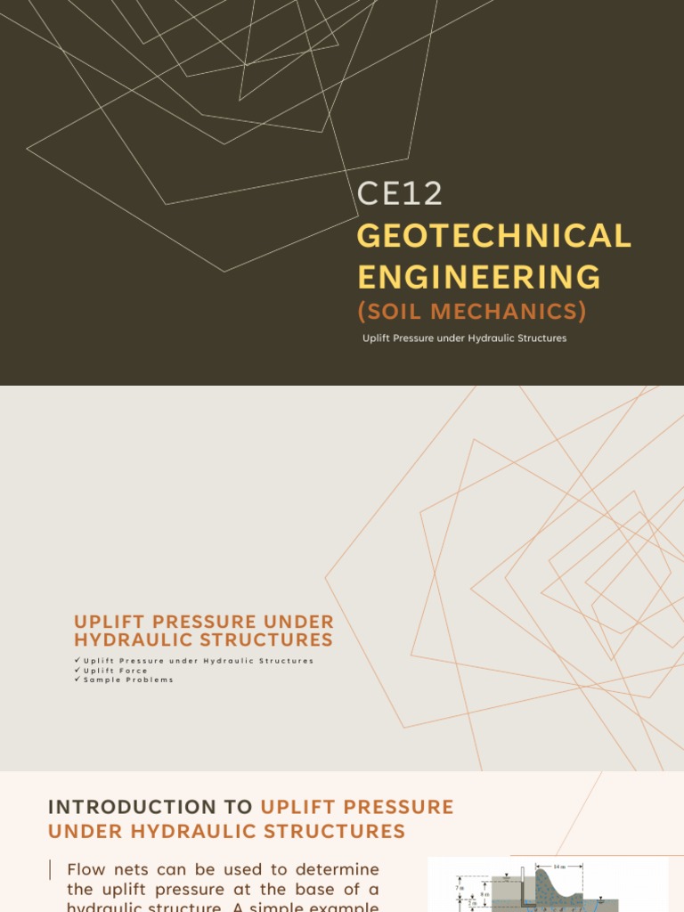 CE12 - Uplift Pressure Under Hydraulic Structures | PDF | Soil ...