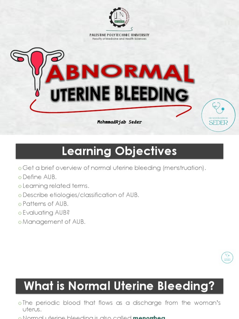 Abnormal Uterine Bleeding | PDF | Menstruation | Menstrual Cycle