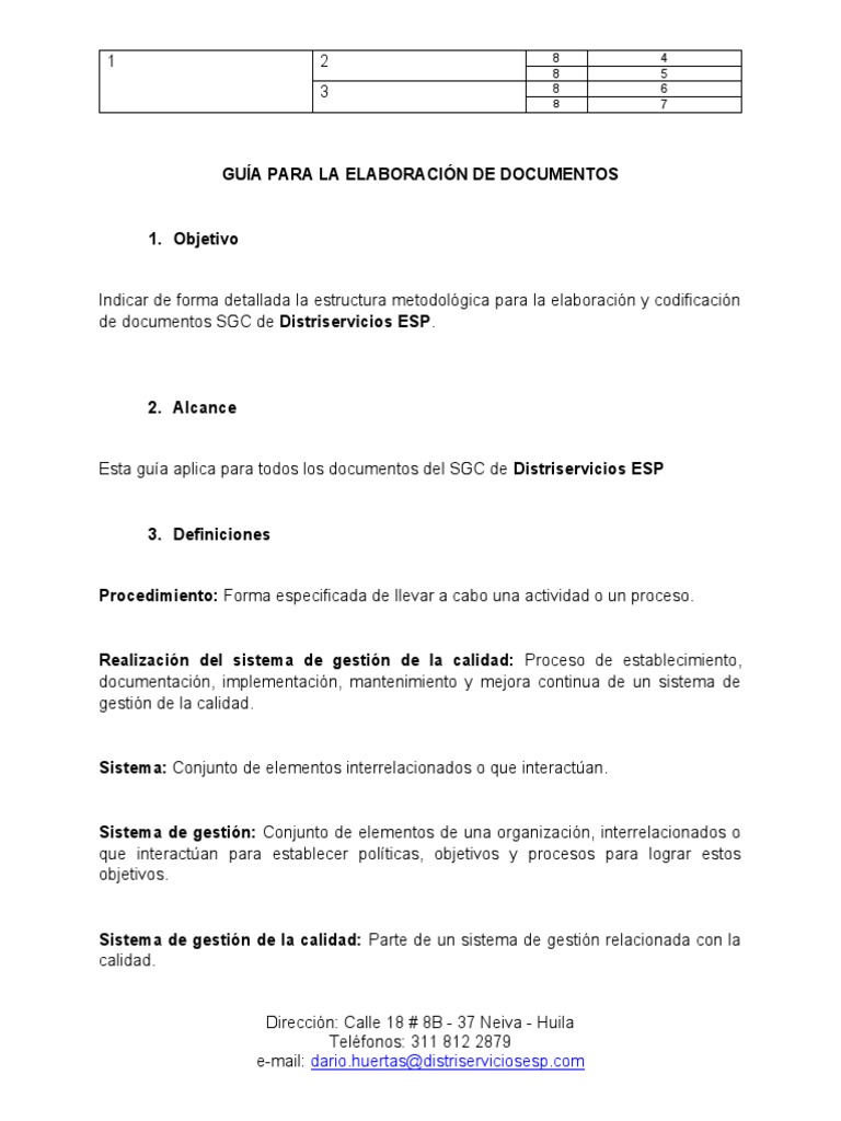 Guía Para La Elaboración De Documentos Pdf Sistema De Manejo De Calidad