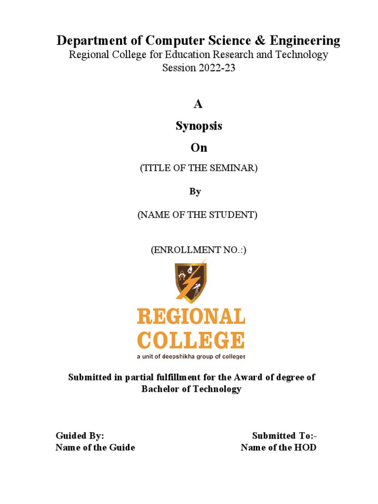 Synopsis Format For Seminar | PDF Synopsis Format For Seminar | PDF