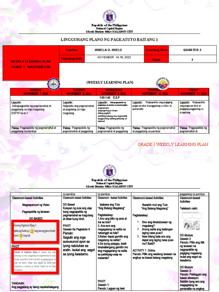 Q2 W2 WLP ESP Nov. 14 18 2022 HUELE | PDF